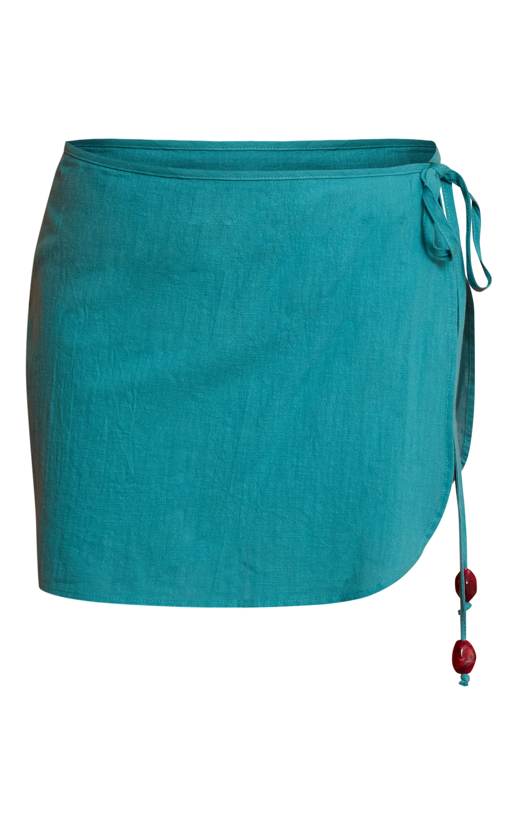 Teal Linen Look Bead Trim Sarong | Swimwear | PrettyLittleThing USA