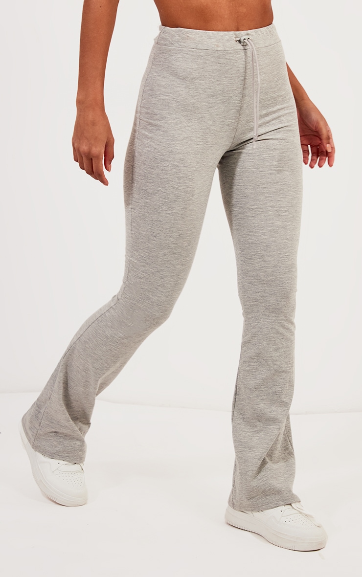 Ash Grey Toggle Waist Flared Trousers | PrettyLittleThing