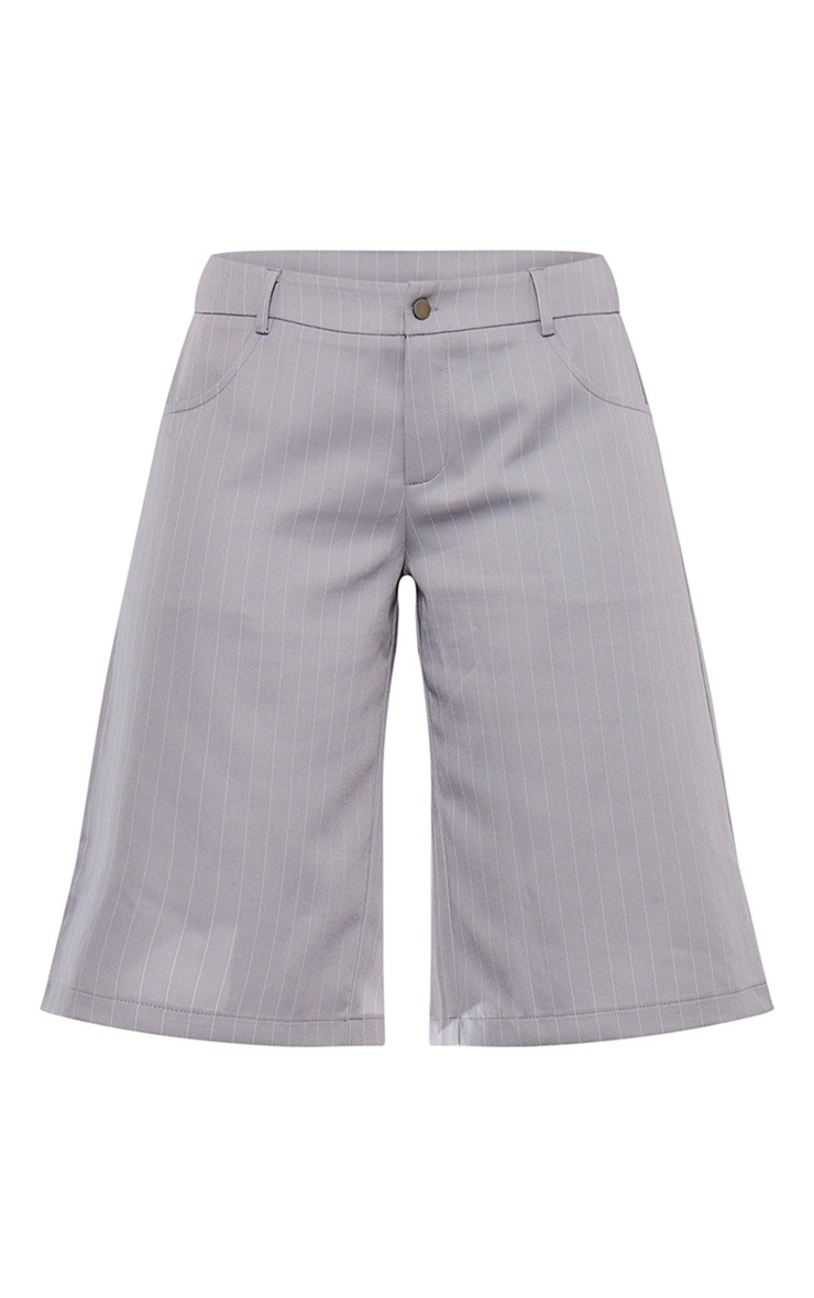 Light Grey Pinstripe Double Waistband Tailored Jorts | Bottoms ...