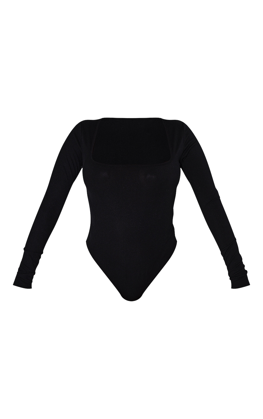 Shape Black Rib Long Sleeve Square Neck Bodysuit | Shape | PLT
