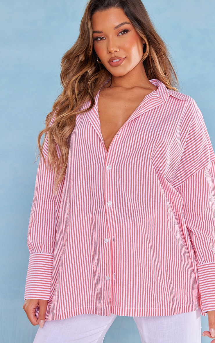 Red Stripe Flare Sleeve Shirt | Tops | PrettyLittleThing USA