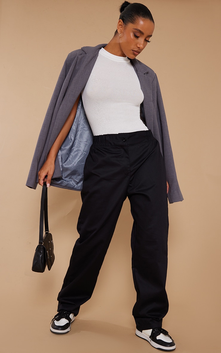 Black Cargo Low Rise Straight Leg Trousers | Bottoms ...