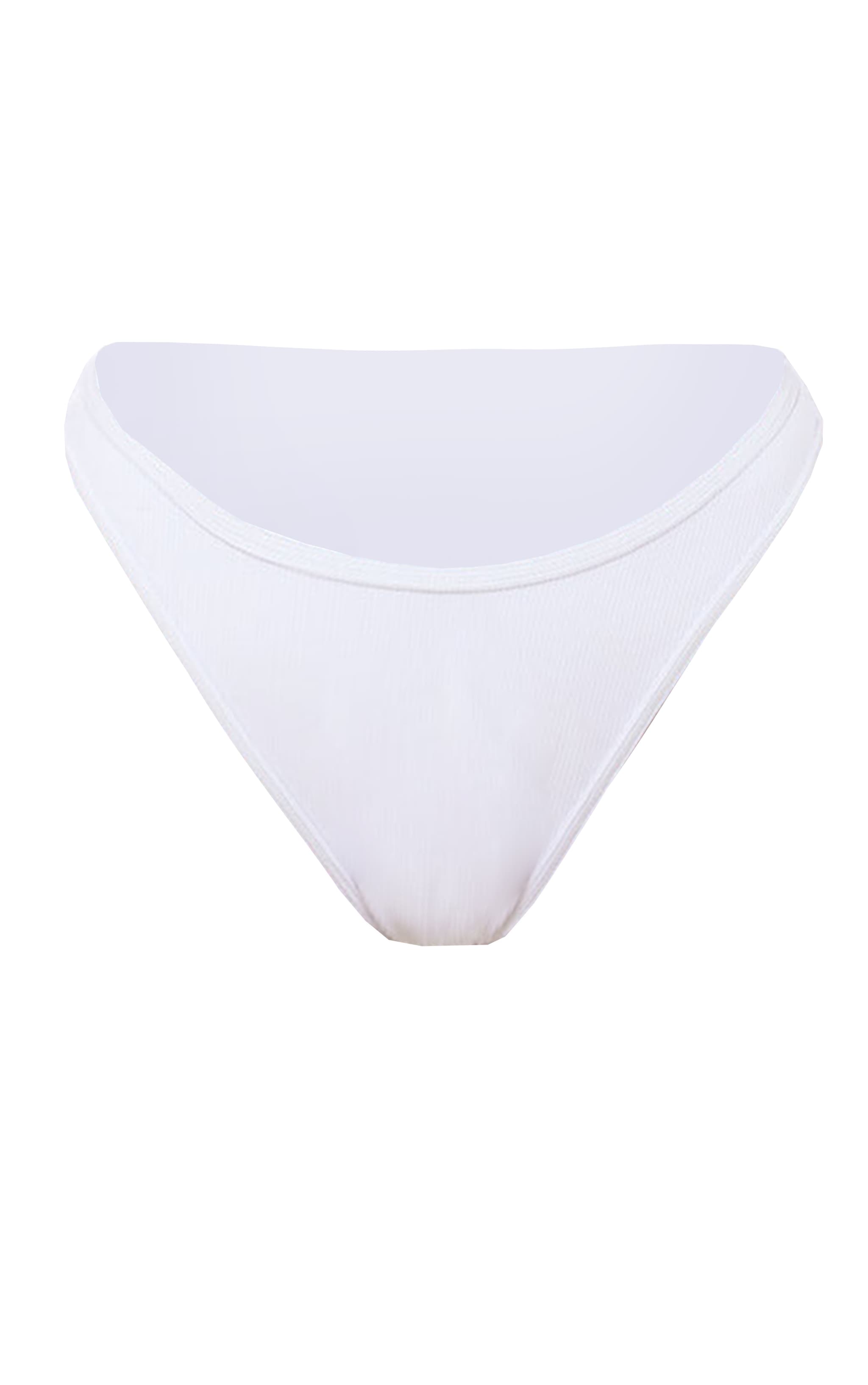 White Ribbed V Front Bikini Bottoms | PrettyLittleThing AUS