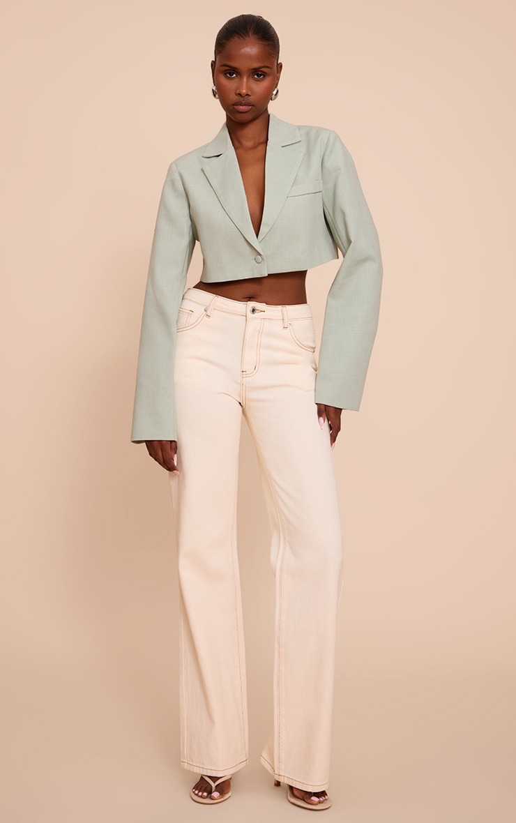 Sage Cropped Structured Boxy Blazer | Outerwear | PLT
