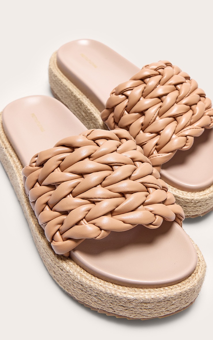 Tan Pu Woven Round Toe Platform Espadrille Sandals | Footwear | PLT