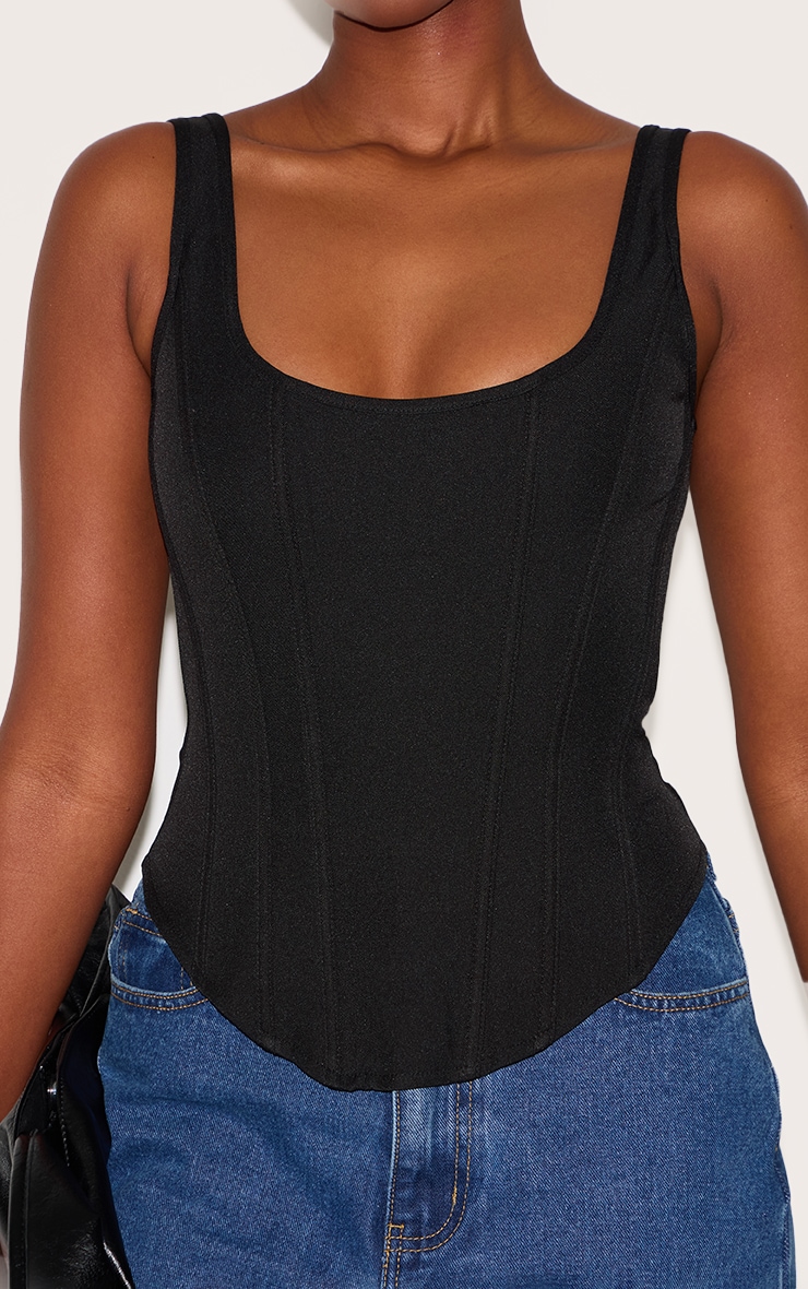 Black Boned Dip Hem Longline Corset | Tops | PLT AUS