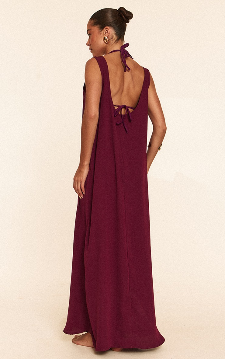 Purple Floaty Woven Boat Neck Maxi Beach Dress | Swimwear | PLT