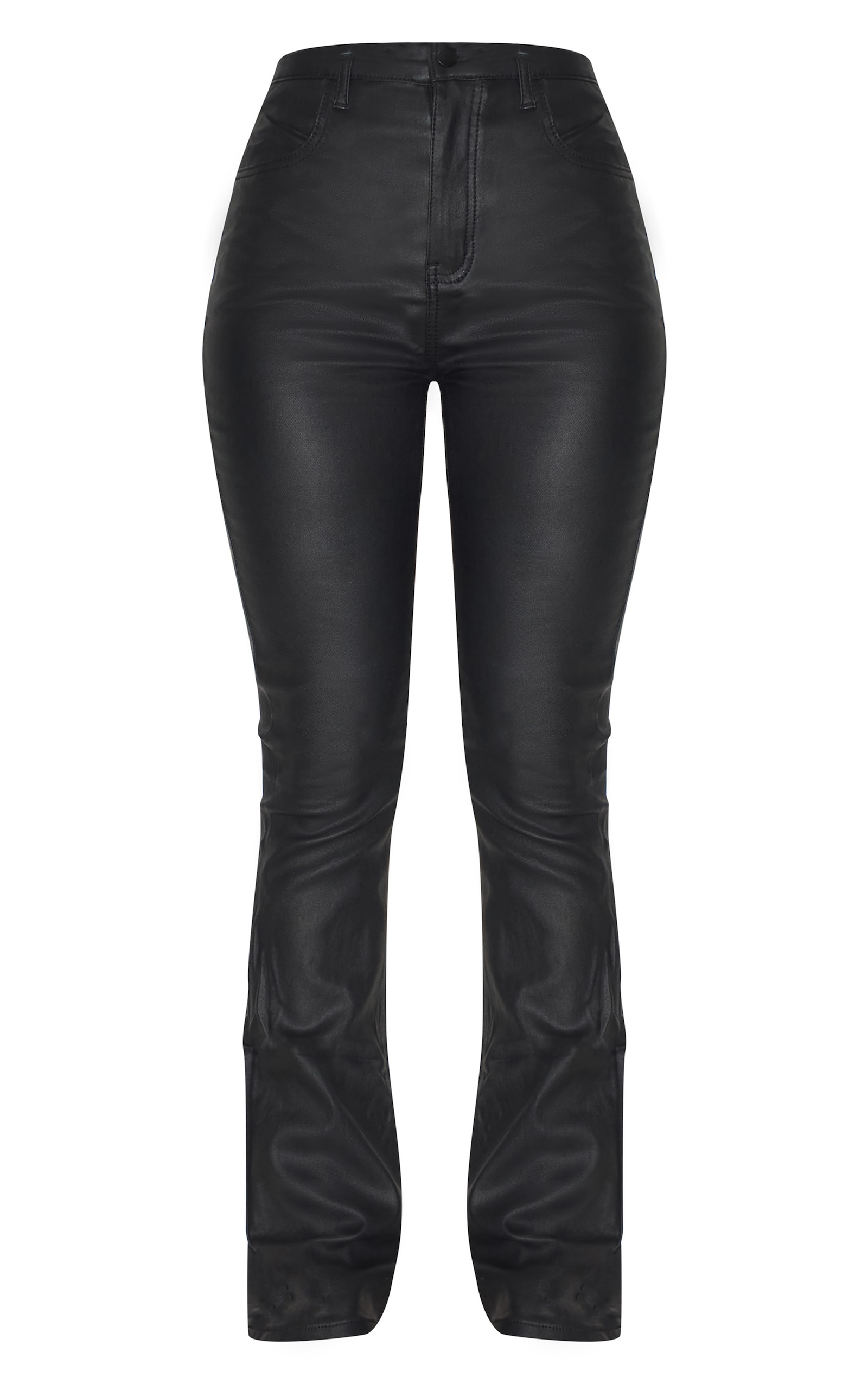 Black Coated Denim Flares | Denim | PrettyLittleThing USA