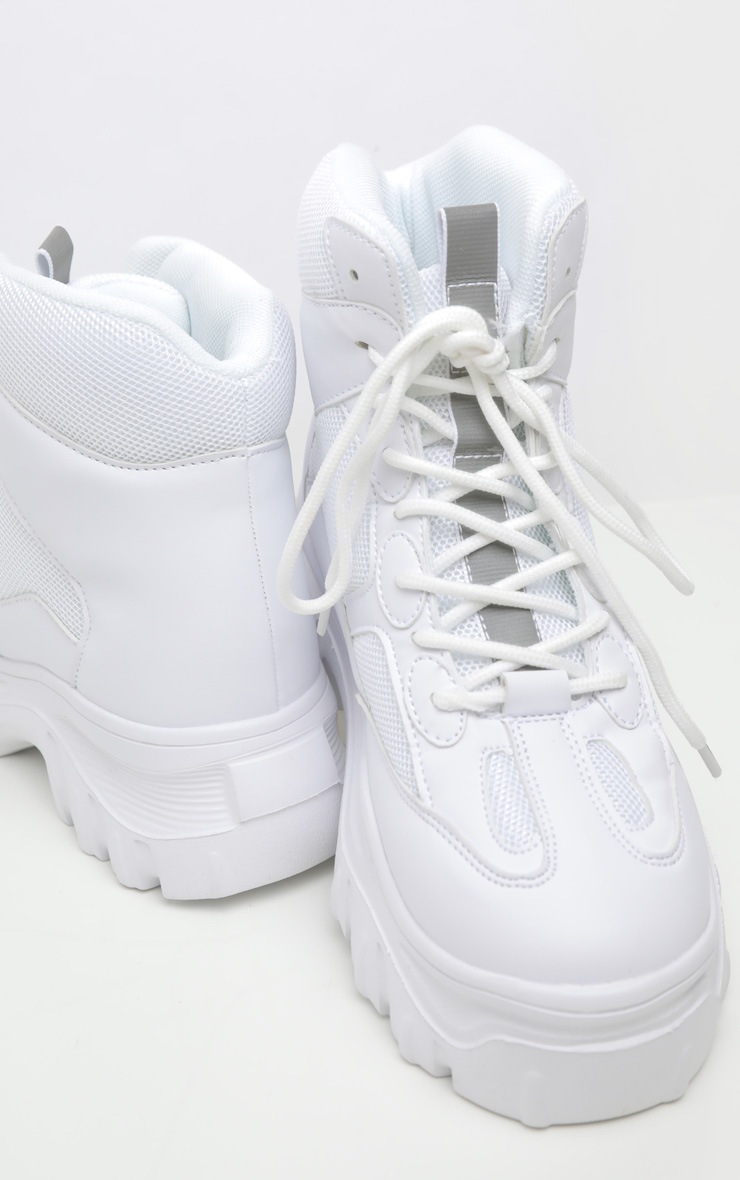 White Flatform Sporty Chunky Trainers | Footwear | PrettyLittleThing