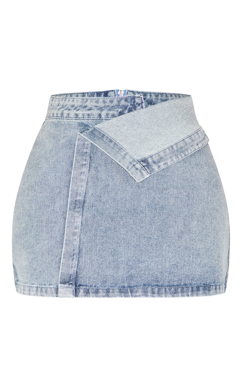 Shape Washed Blue Denim Foldover Waist Mini Skirt | Shape ...