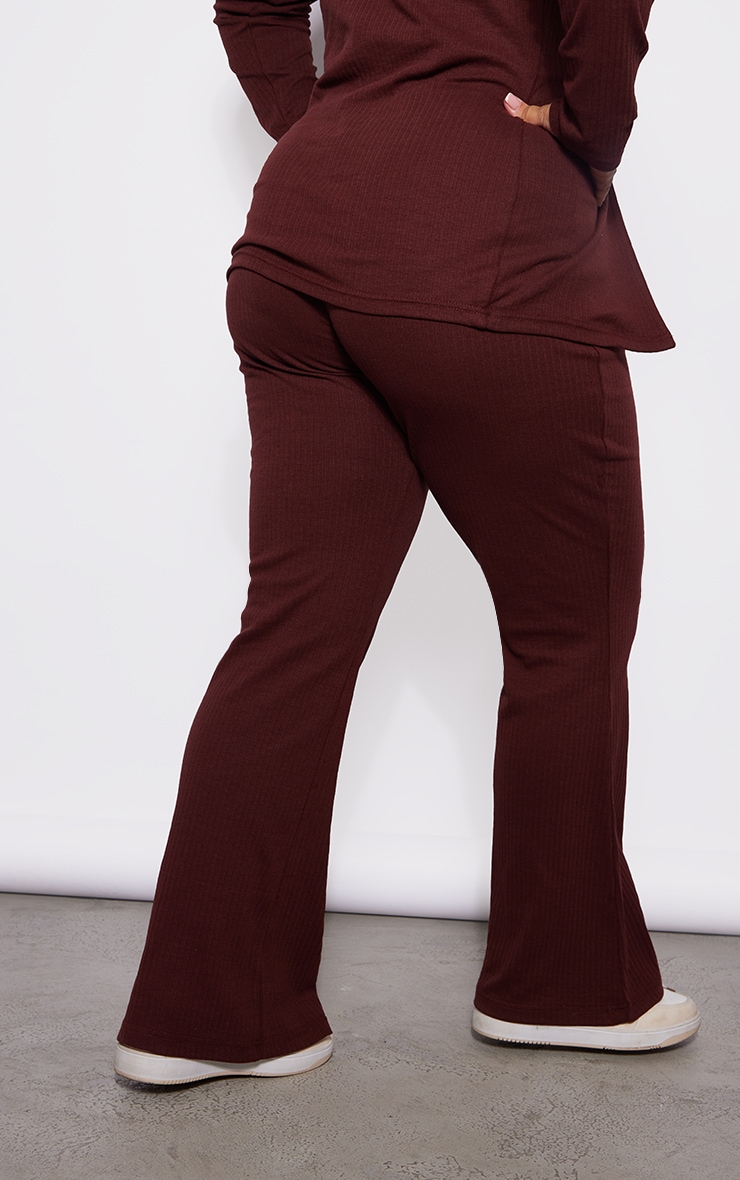 Plus Chocolate Thick Rib Flared Pants | Plus Size | PLT USA