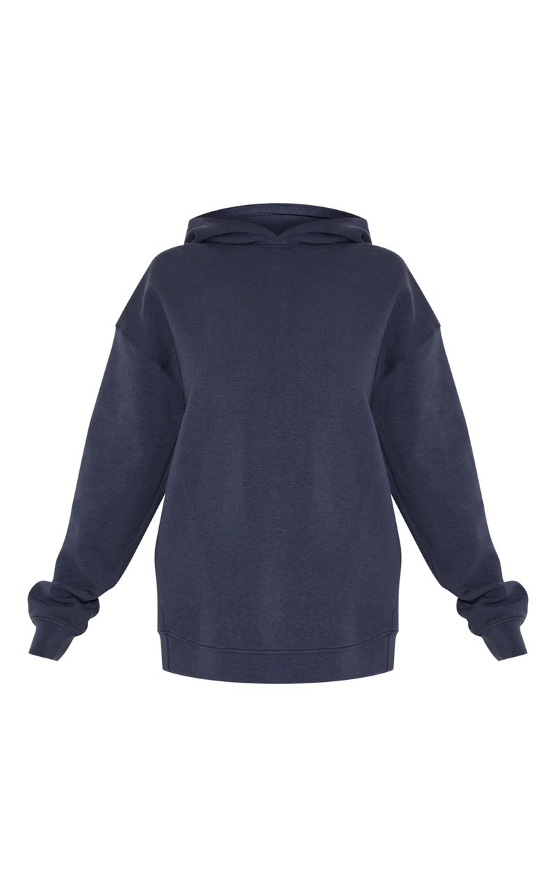 Navy Premium Interlock Oversized Hoodie | Athleisure | PLT