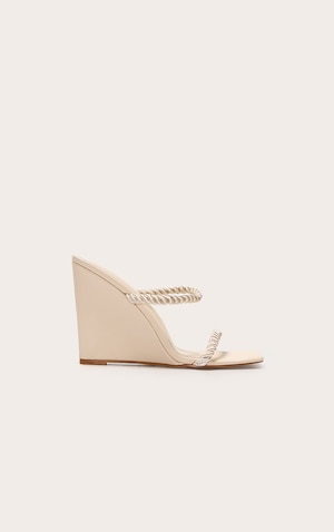 Natural Rope Square Toe High Heeled Mule Wedges | Footwear ...