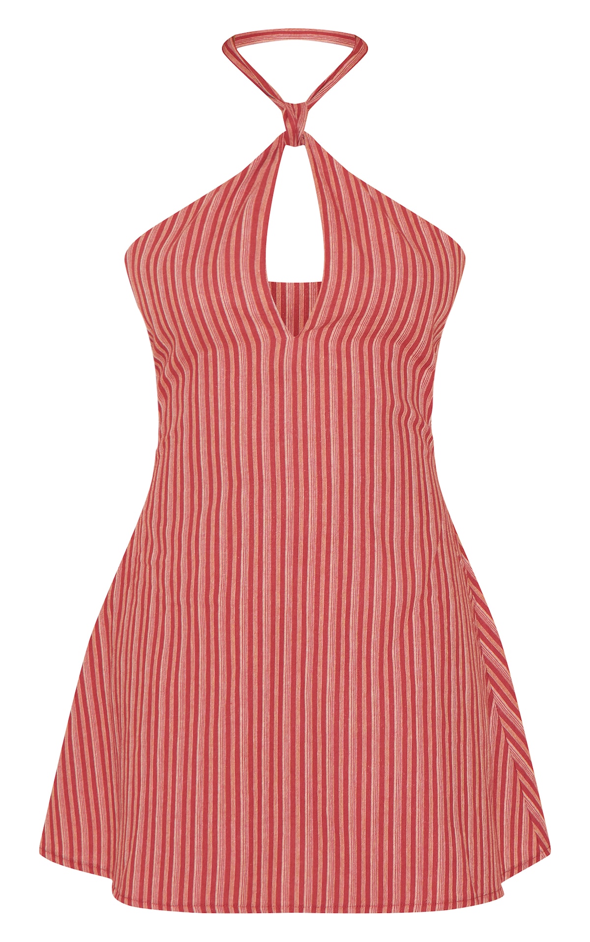 Rust Striped Halterneck Shift Dress | Dresses | PrettyLittleThing USA