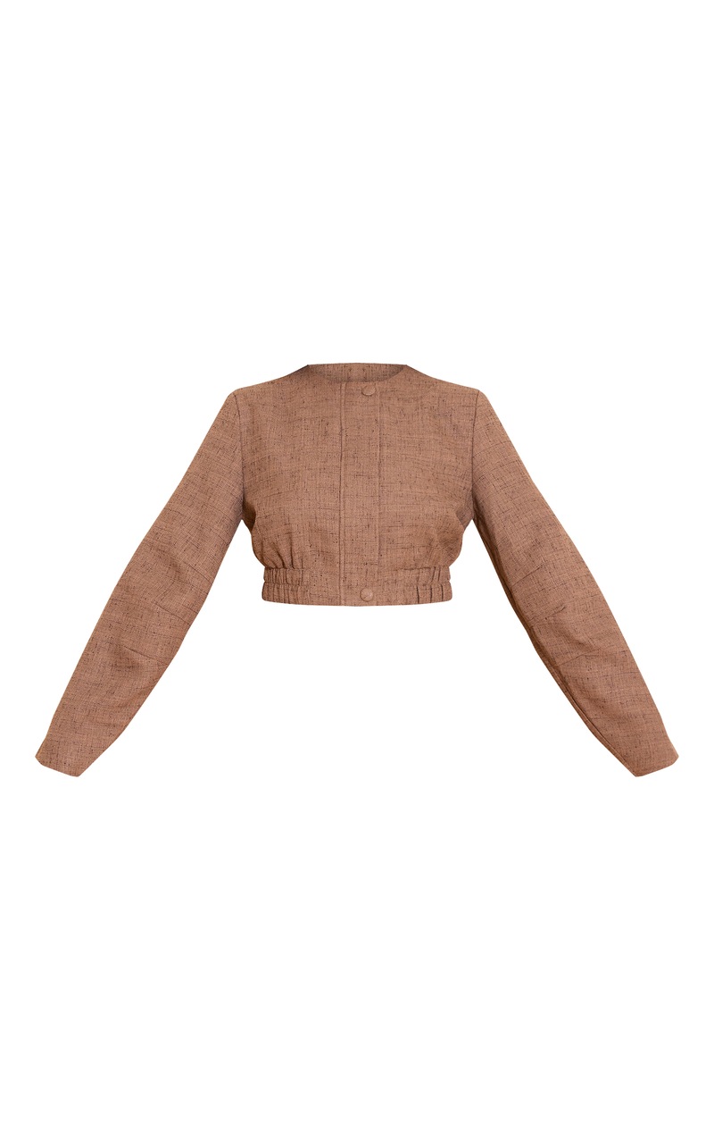 Shape Chocolate Linen Cropped Jacket | Shape | PLT USA