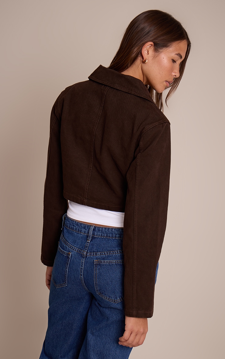 Chocolate Cropped Denim Jacket | Denim | PLT