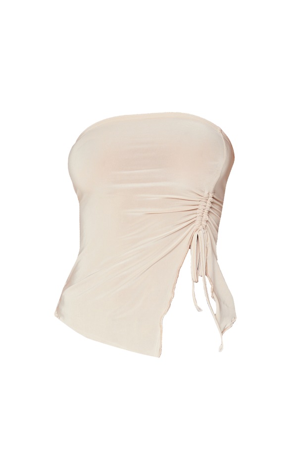 Stone Slinky Ruched Side Top | Tops | PLT