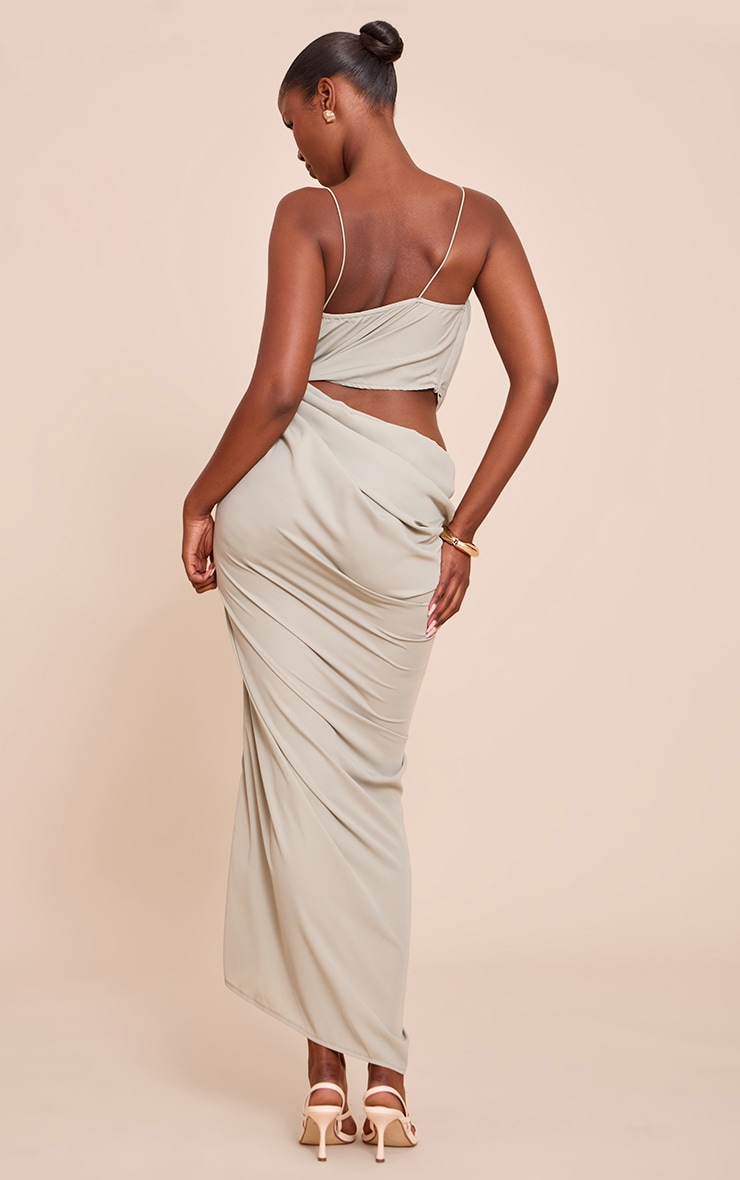 Sage Chiffon Drape Cut Out Midaxi Dress | Dresses | PLT USA