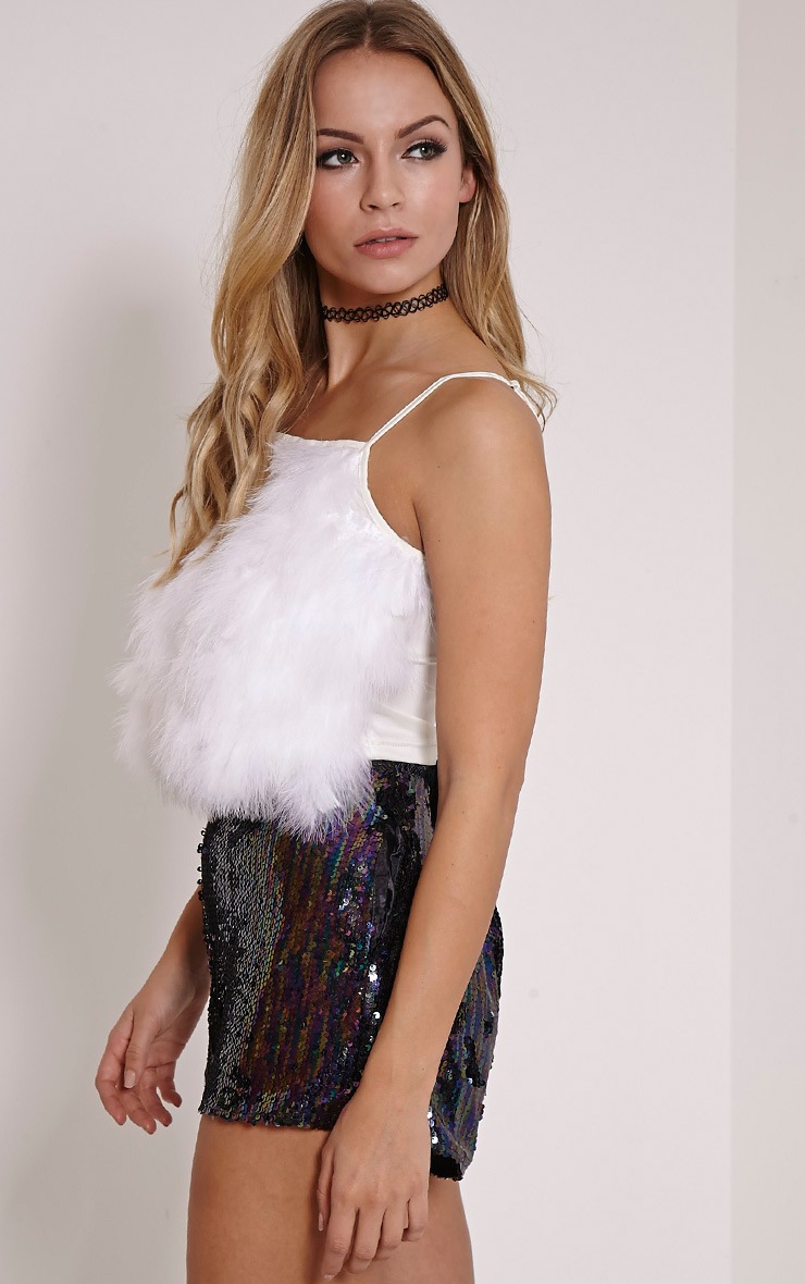 Deeva Cream Fluffy Front Crop Top | Knitwear | PrettyLittleThing