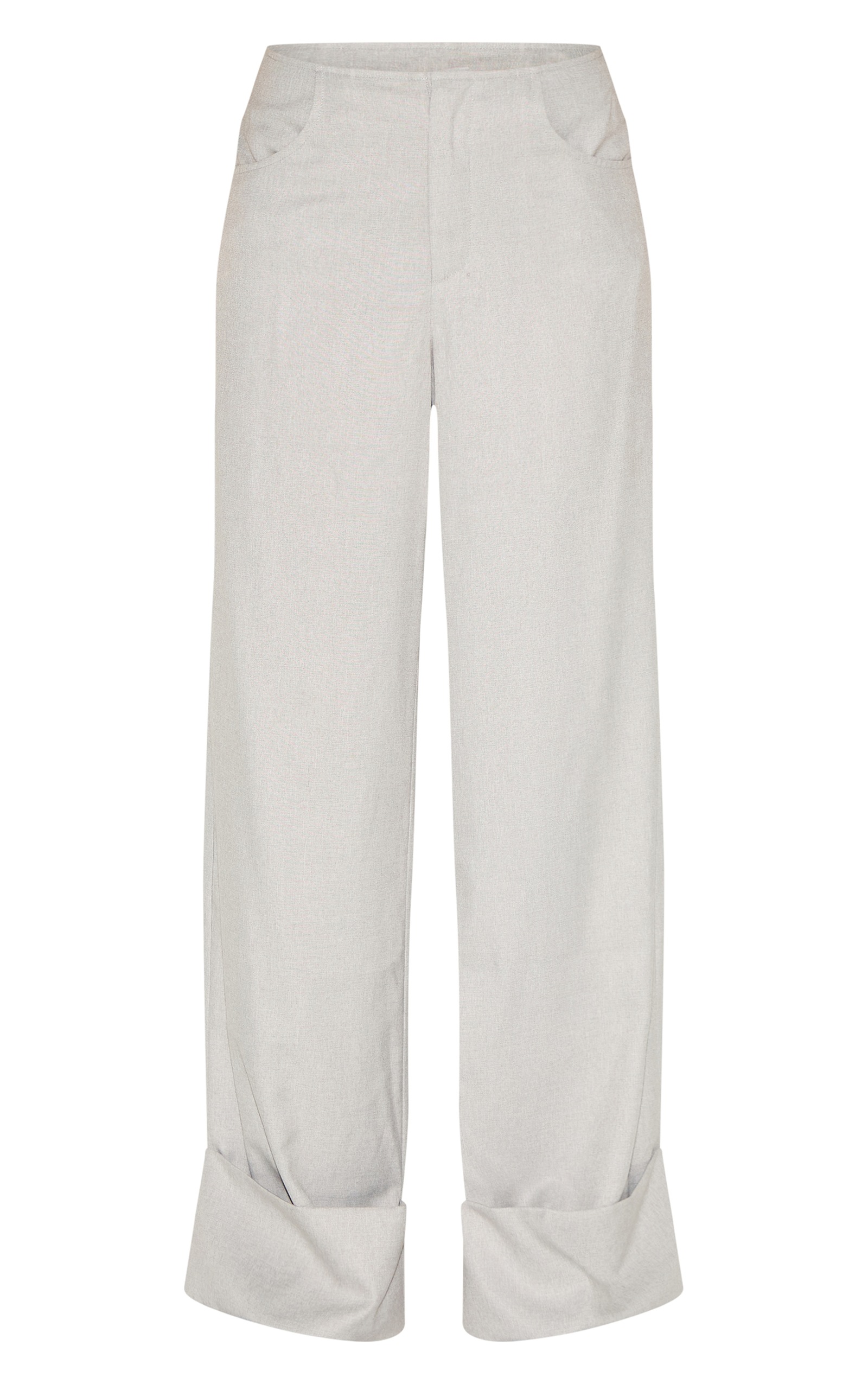 Petite Grey Invisible Waistband Turn Up Pants | Petite | PLT USA