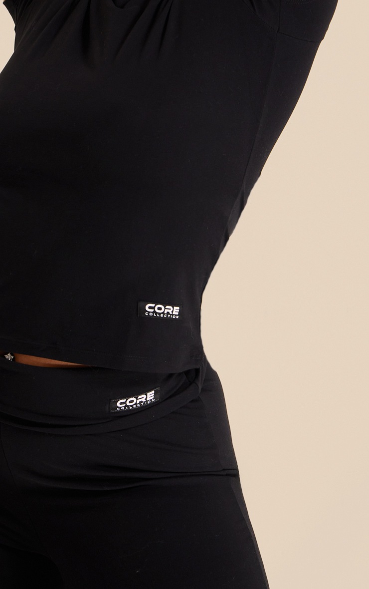 Plus Black Core Collection Tab Snatched Sculpt Longline T-shirt | Plus ...