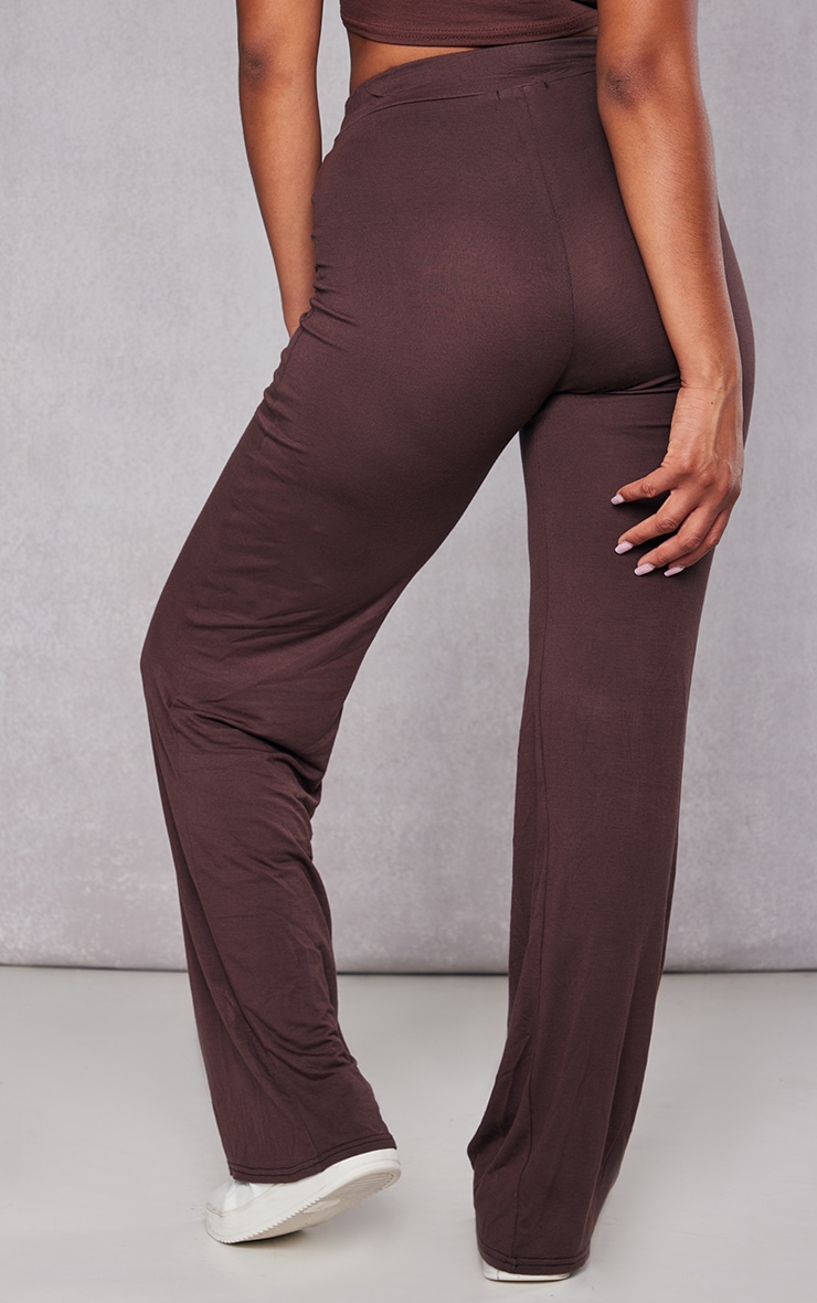 Chocolate Brown Drawstring Waist Wide Leg Trousers | PrettyLittleThing