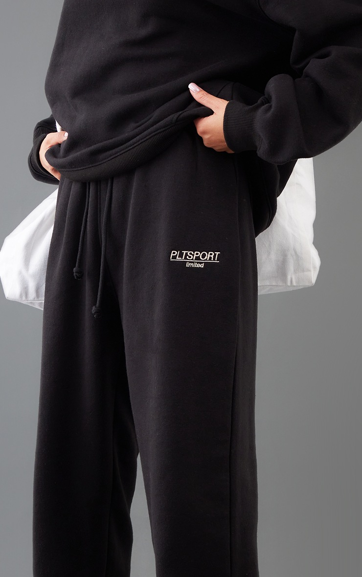 PRETTYLITTLETHING Black Sport Embroidered Joggers | Athleisure | PLT