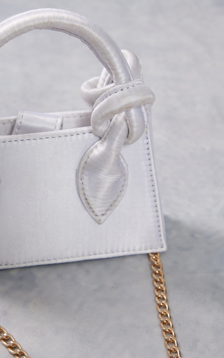 White Satin Knot Mini Bag | Accessories | PrettyLittleThing USA