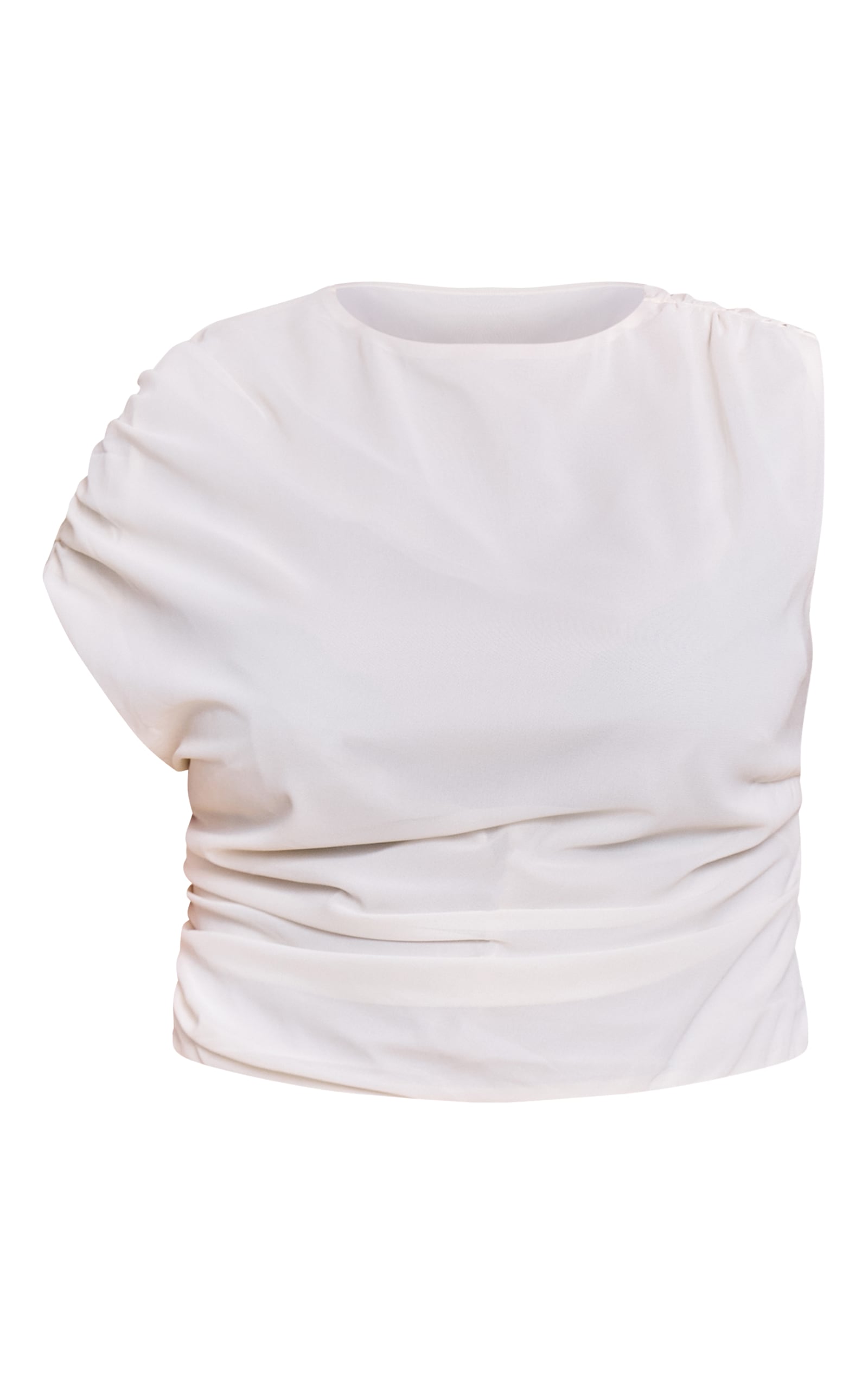 Plus Cream Chiffon Asymmetric Top | Plus Size | PLT