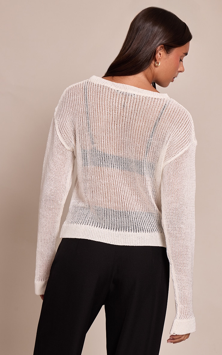 Cream Filagree Knit Slouchy Jumper | Knitwear | PLT