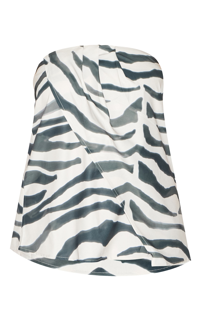 Plus Multi Zebra Floaty Woven Bandeau Long Top | Plus Size | PLT