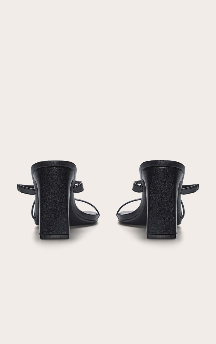 Black Pu Square Toe Thin Block High Heeled Mules | Footwear | PLT