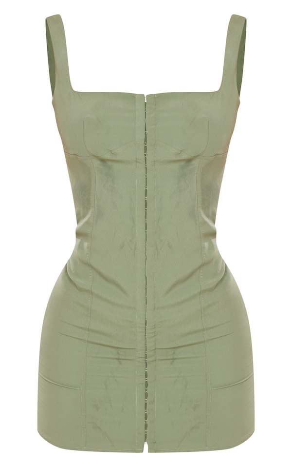 Khaki Chiffon Hook & Eye Binding Bodycon Dress | Dresses ...