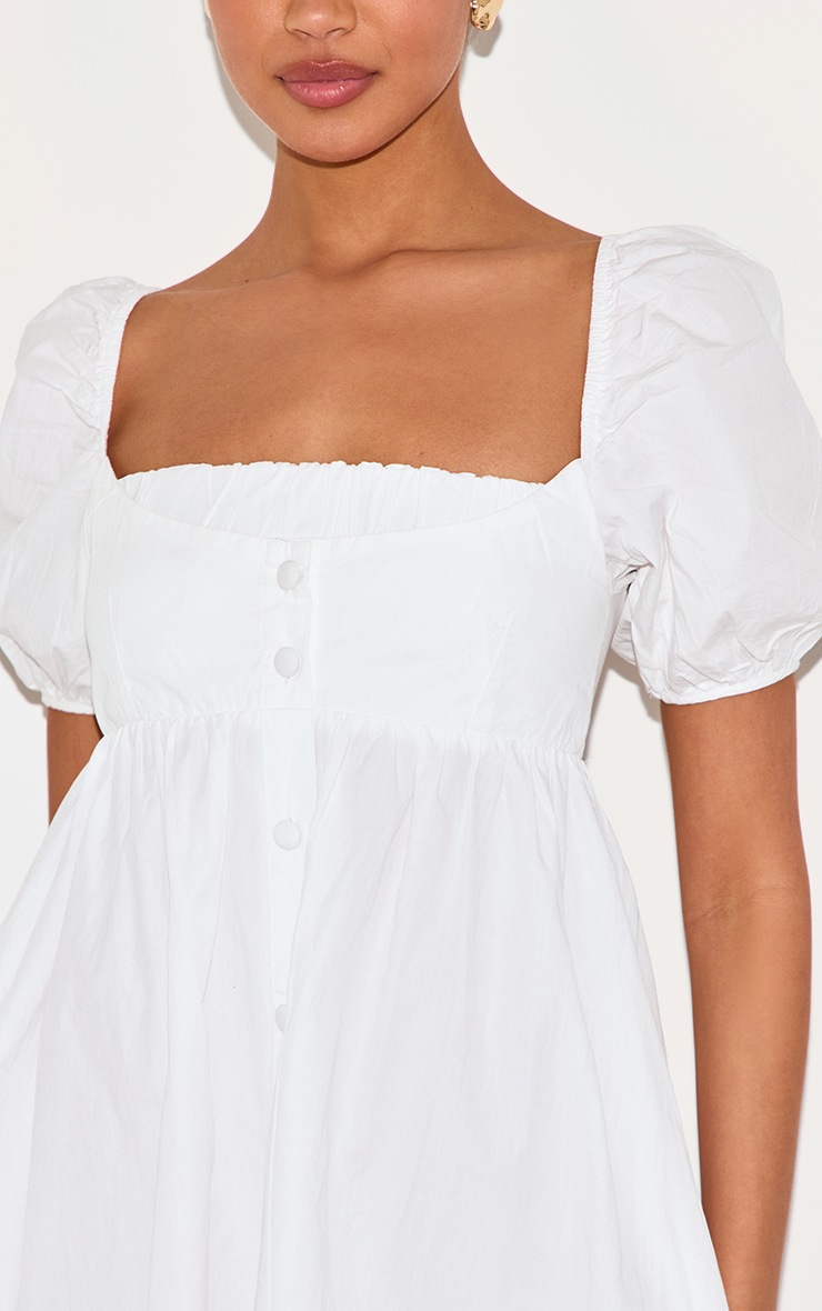 White Cotton Button Down Smock Dress | Dresses | PrettyLittleThing