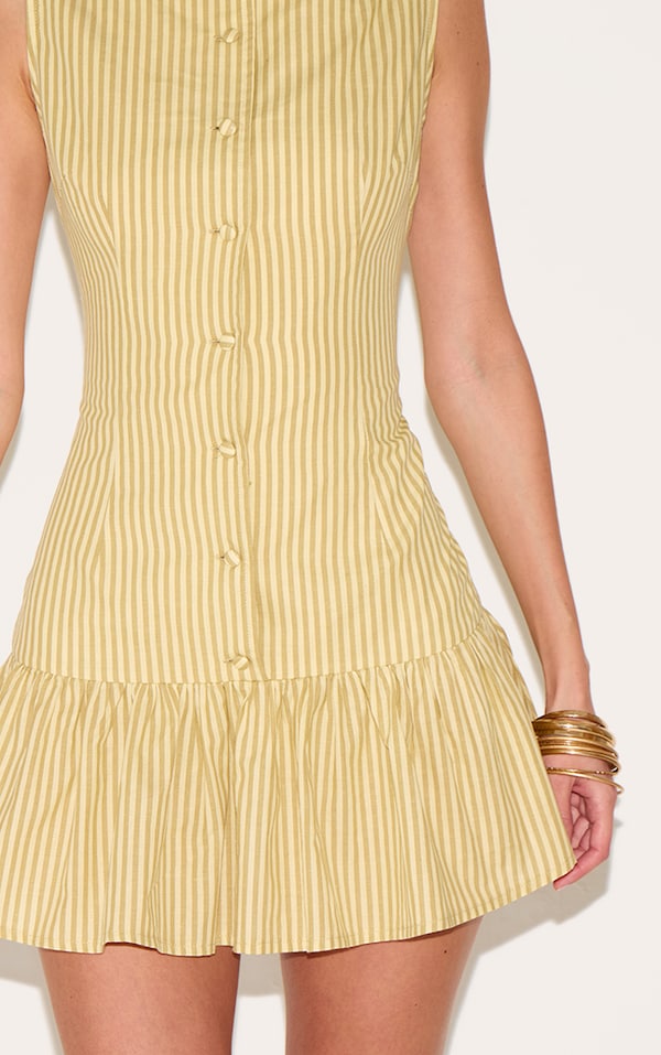 Yellow Striped Button Flippy Hem Bodycon Dress | Dresses ...
