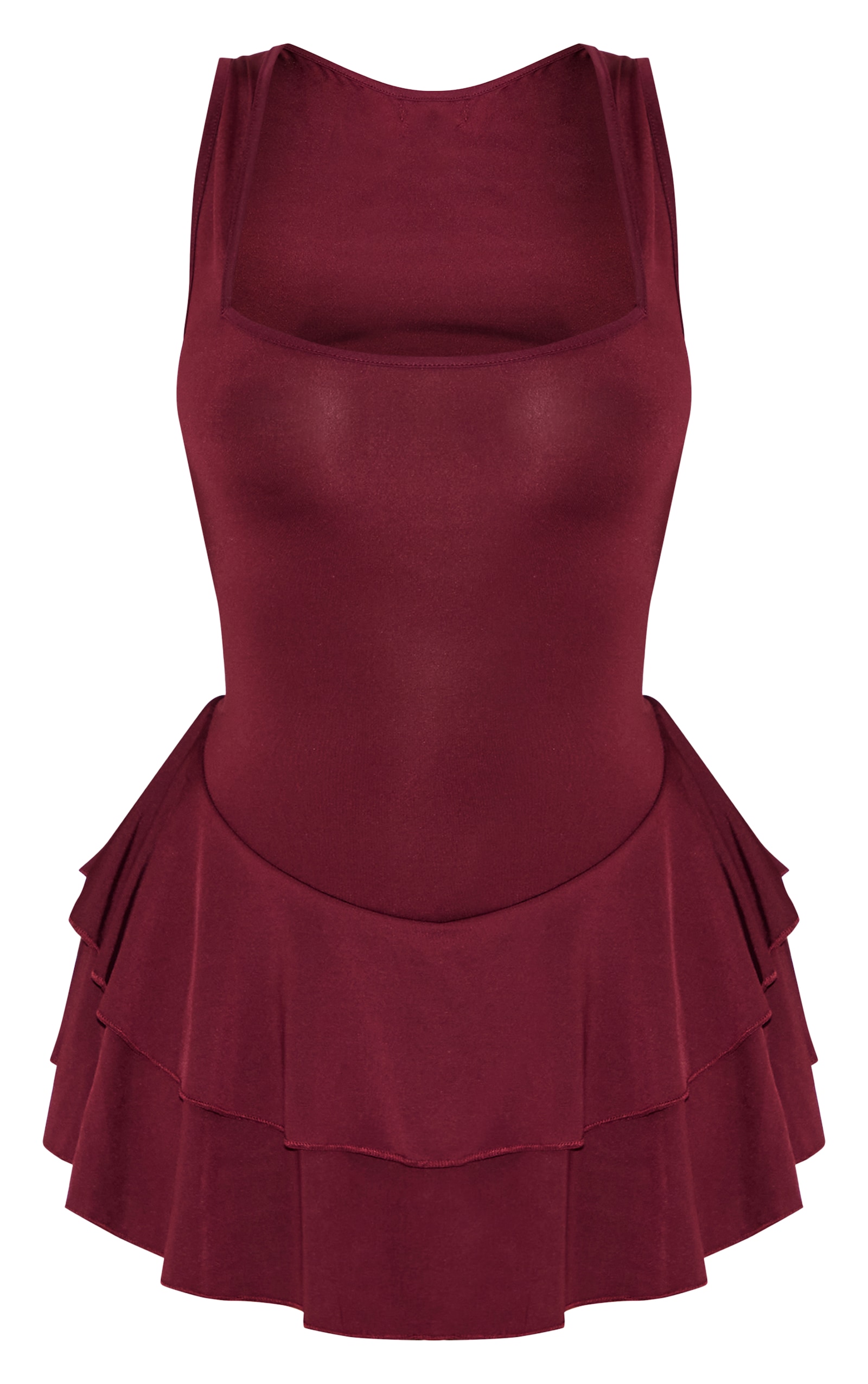 Shape Burgundy Ruffle Playsuit | Shape | PLT