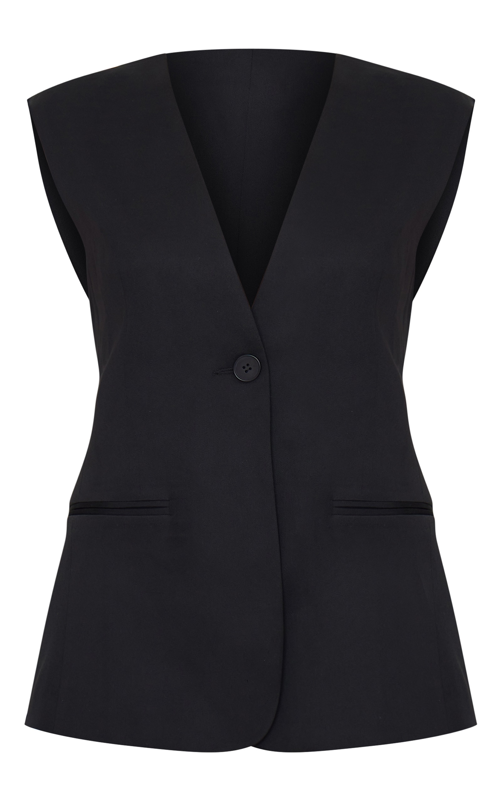 Black Premium Tailored Woven Longline Waistcoat | Co-ords | PLT