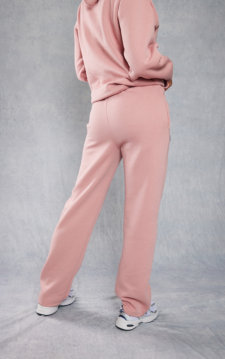 Plt Pale Pink Logo Badge Straight Leg Joggers | PrettyLittleThing