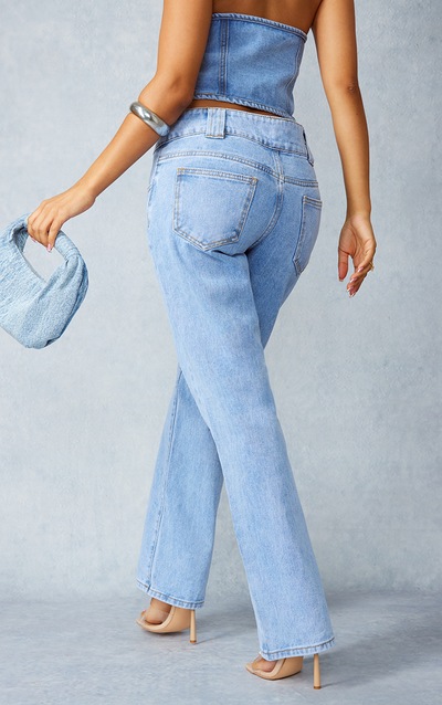 Petite Light Blue Wash Denim Straight Leg Jeans | Petite ...