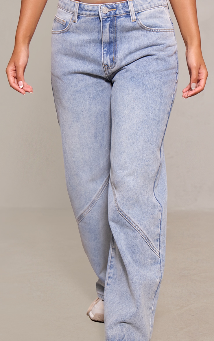 Petite Light Blue Denim Seam Straight Leg Jeans | Petite | PLT