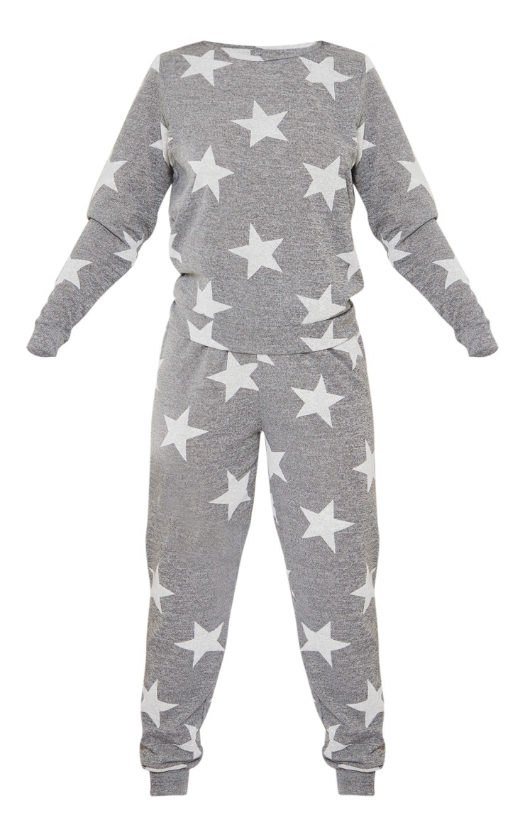Grey And White Star Print Long PJ Set | Lingerie & Nightwear ...