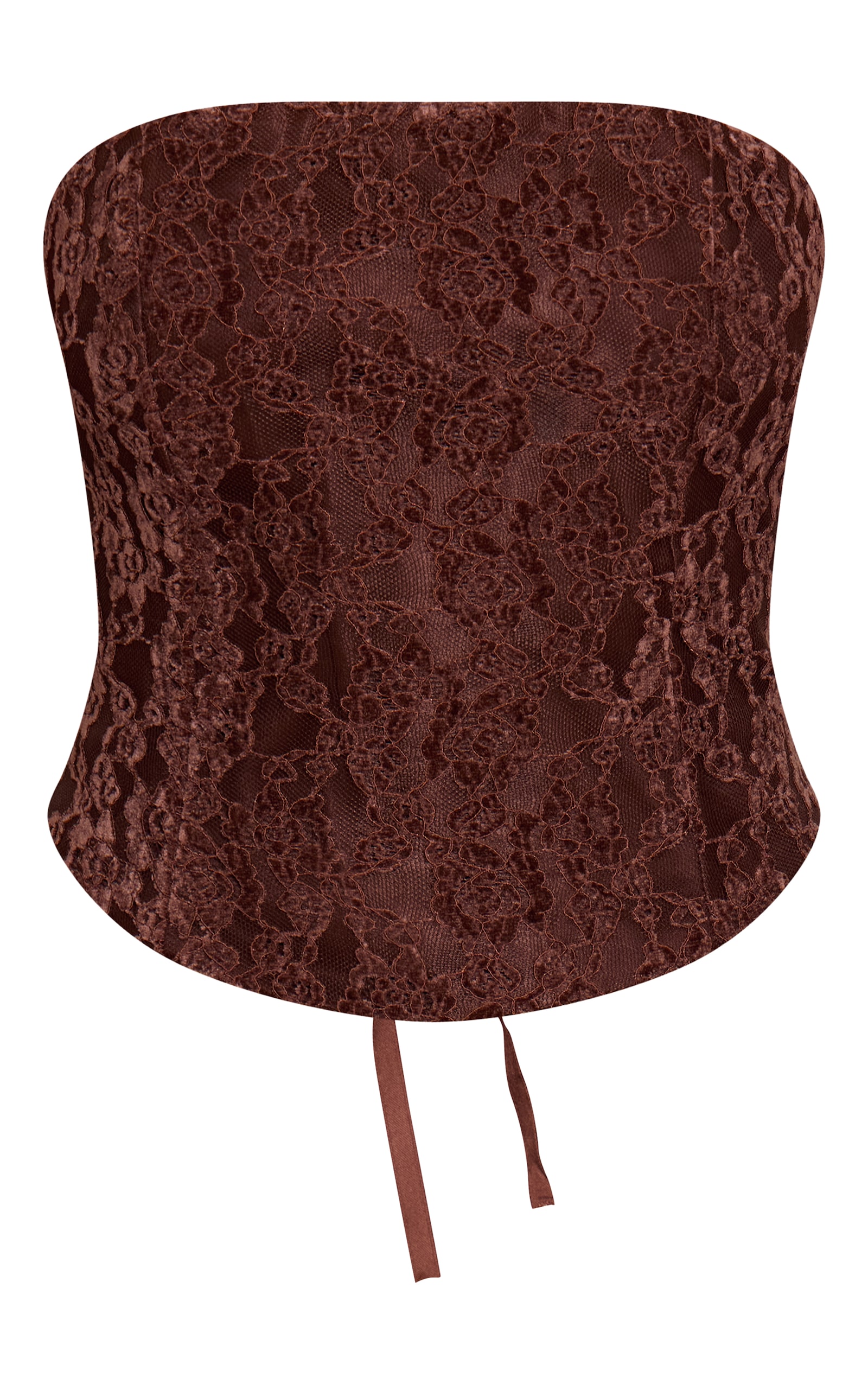 Chocolate Lace Velvet Coset Top | Co-ords | PrettyLittleThing USA