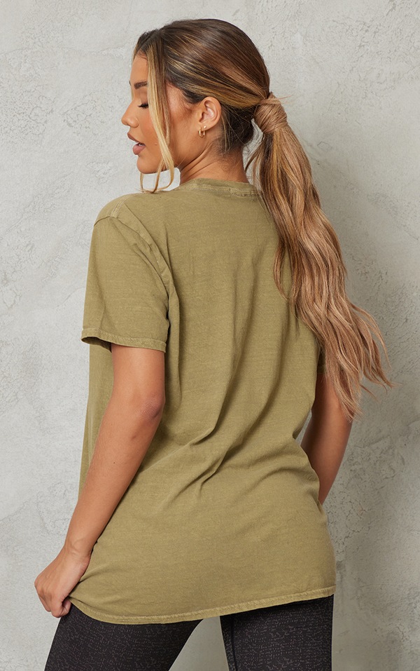 PLT SPORT Moss Khaki Washed Oversized Trek Tshirt | Athleisure | PLT