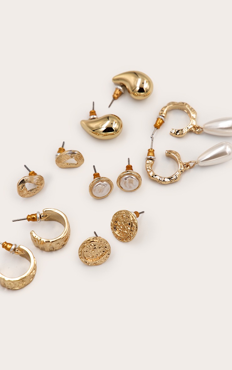 Gold Textured Statement Stud Multi-Pack Earrings | Accessories | PLT