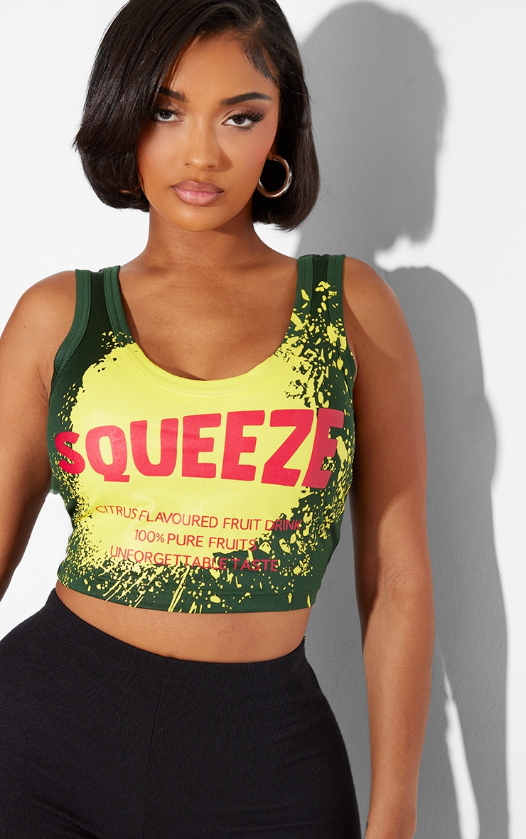 Shape Green Squeeze Graphic Scoop Neck Crop Top | Shape | PLT IRE