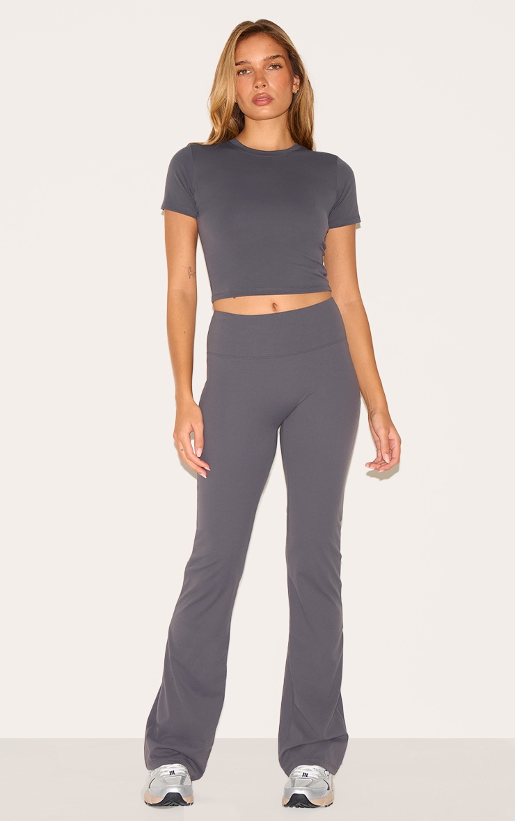 Charcoal Sculpt Short Sleeve Crop Gym Top | Activewear ...