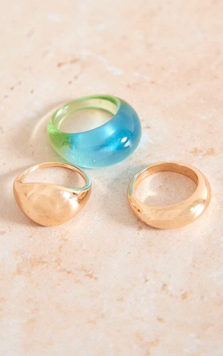 Green Marble Acrylic Mix Media Rings | Accessories | PLT UAE