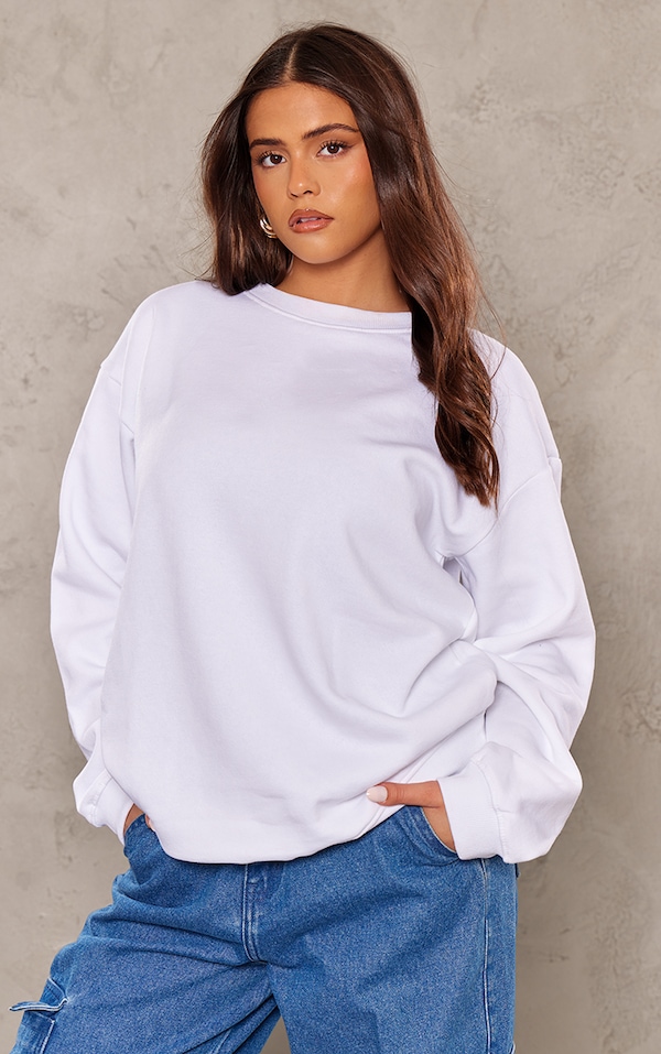 White Oversized Fitting Sweatshirt | Tops | PrettyLittleThing USA