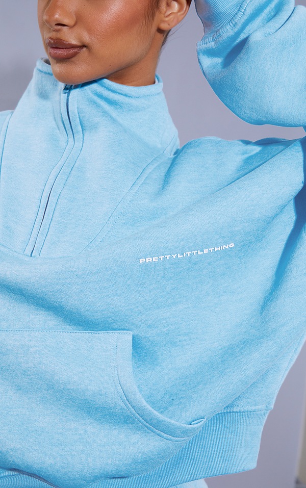 Plt Petite Light Blue Quarter Zip Jumper | PrettyLittleThing