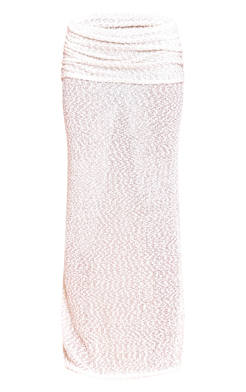 Cream Bobble Knit Foldover Maxi Skirt | Co-ords | PrettyLittleThing USA